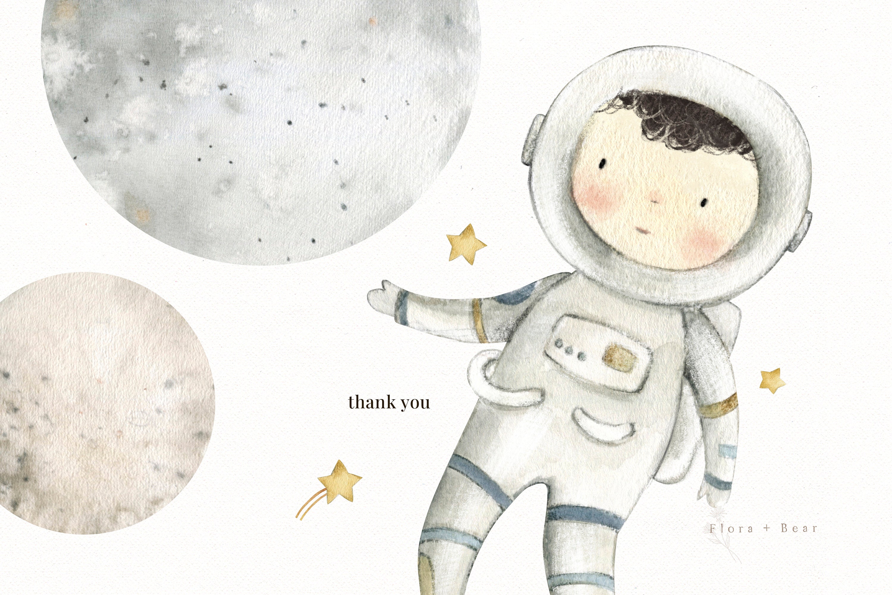 Astronaut in Space Watercolor Clipart Set - Etsy