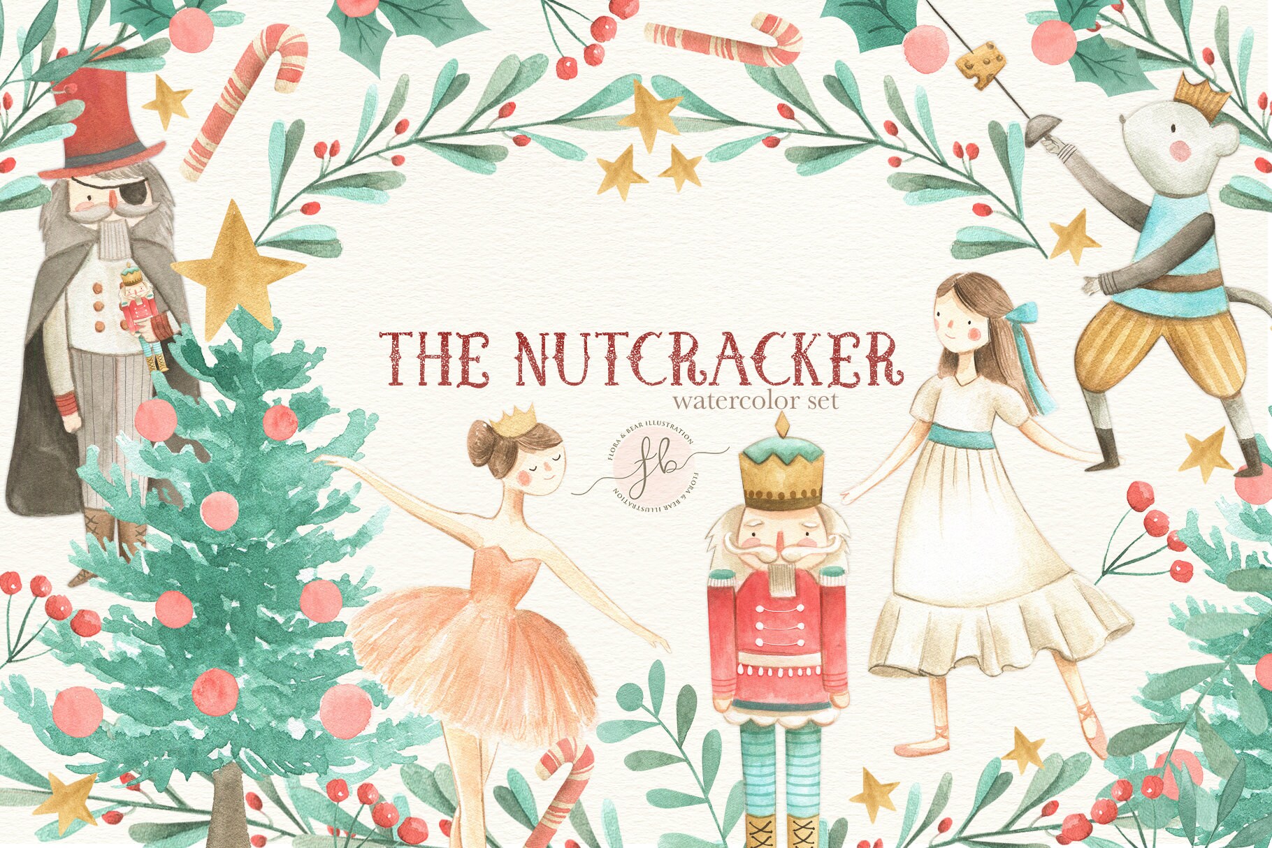 The Nutcracker Watercolor Clipart Christmas Digital Download - Etsy