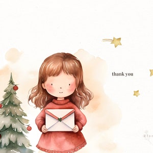 Santa's Letters Christmas Watercolor Clipart - Etsy
