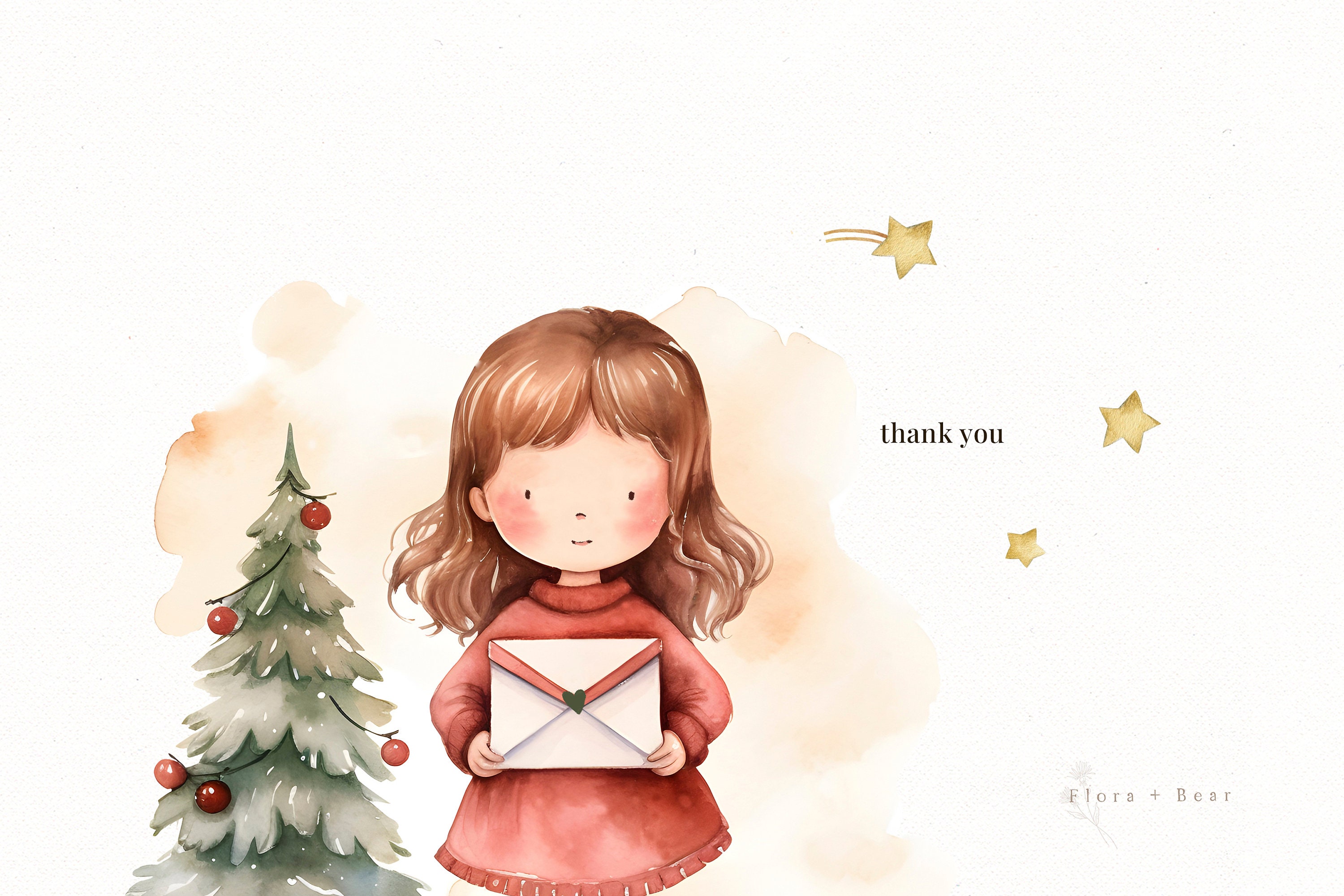 Santa's Letters Christmas Watercolor Clipart - Etsy