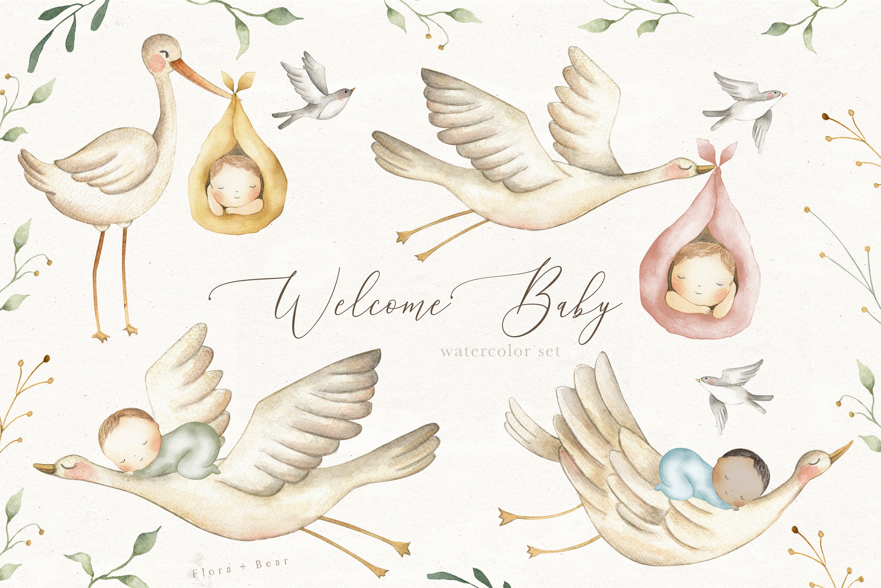 Welcome Baby Watercolor Clipart Set - Etsy