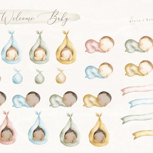 Welcome Baby Watercolor Clipart Set - Etsy