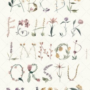 Botanical Alphabet Letters Clipart Set - Etsy