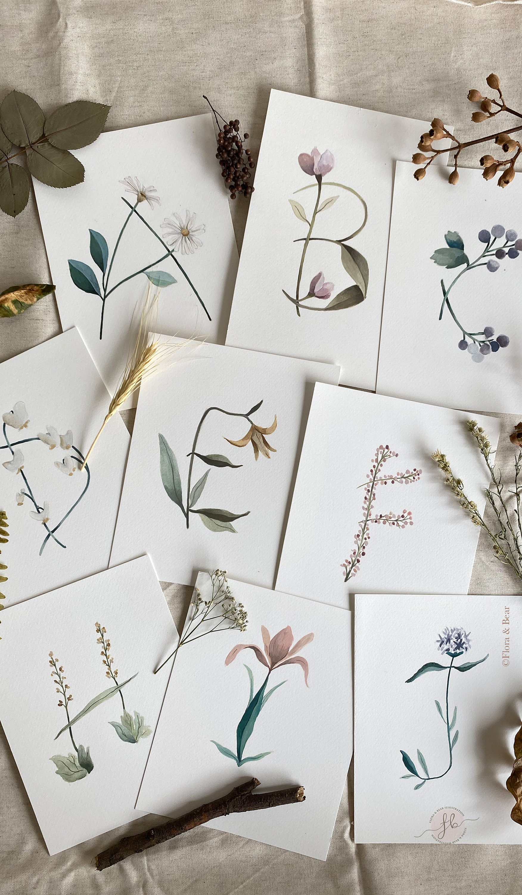 Botanical Alphabet Letters Clipart Set - Etsy UK