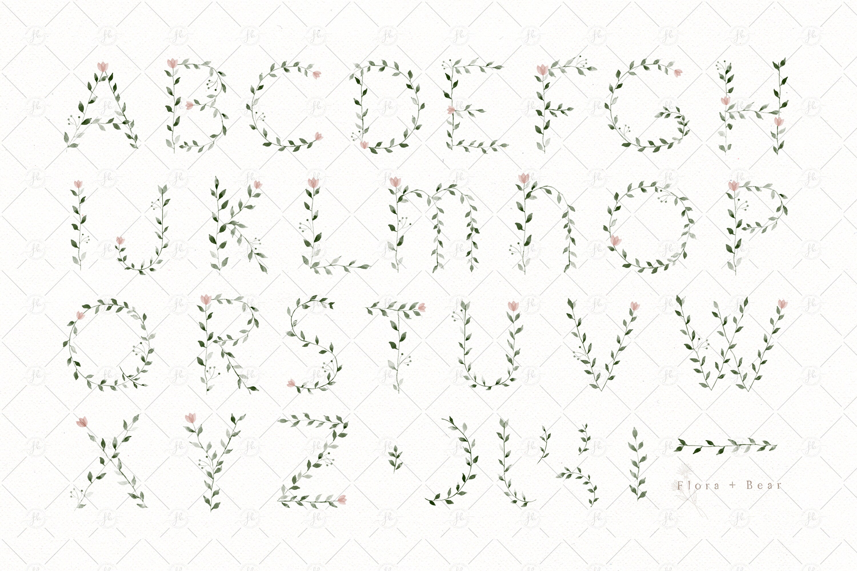 The Woodland Alphabet Watercolor Set - Etsy