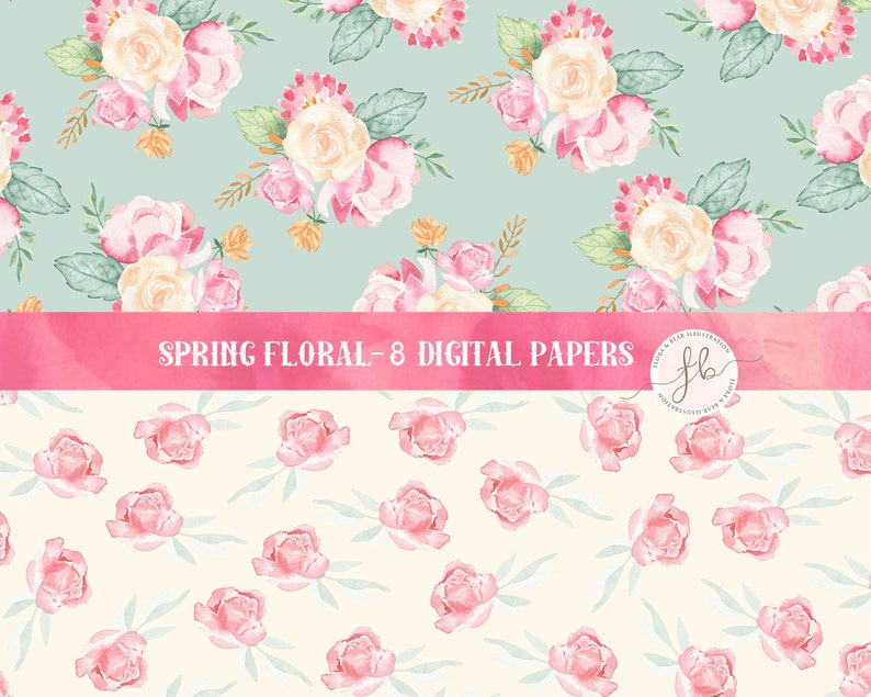 Digital Paper Downloadable Prints Digital Print Pattern Flower | Etsy