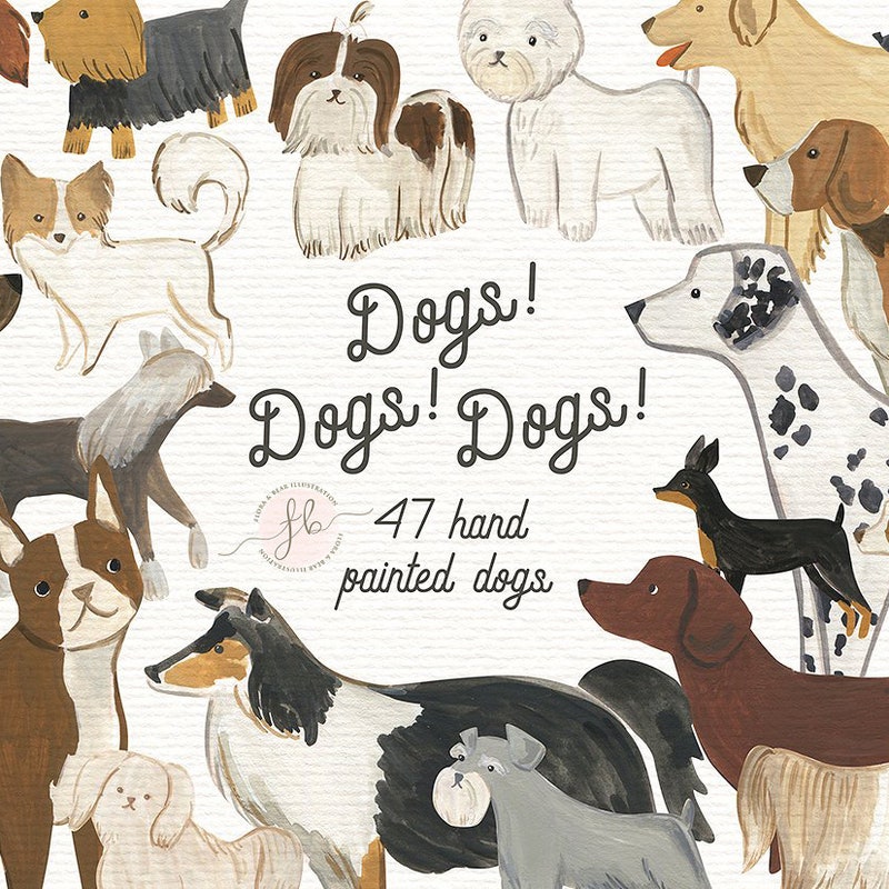 Watercolor Dog Clipart - Etsy