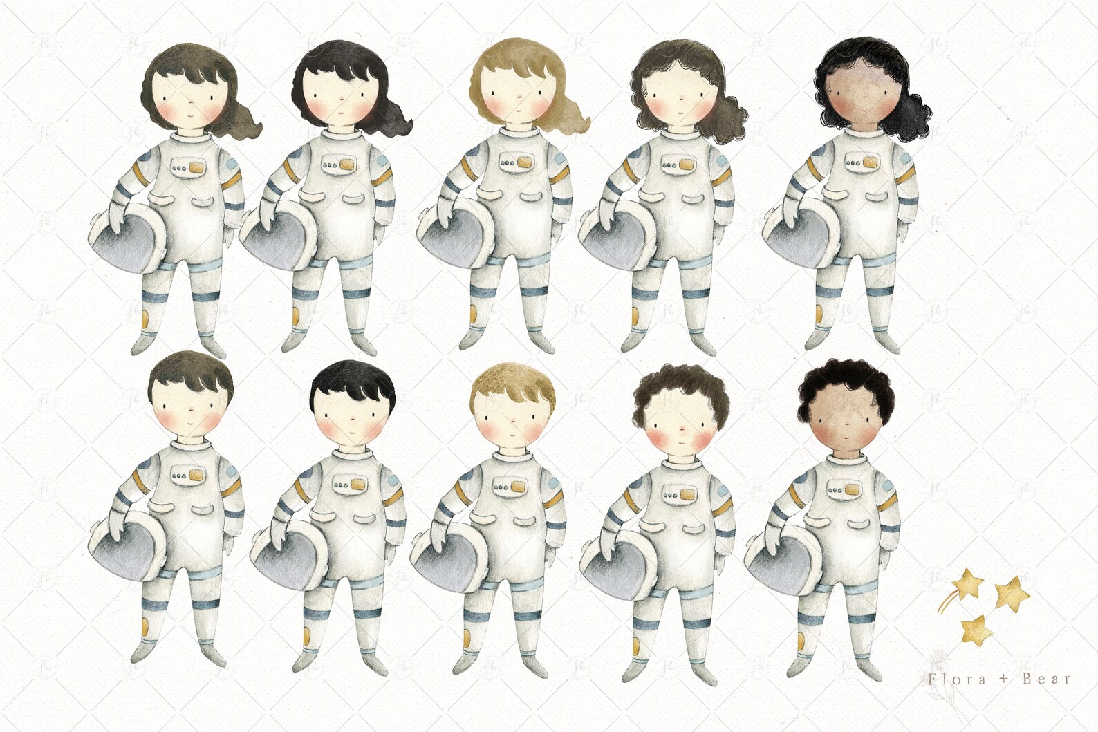 Astronaut in Space Watercolor Clipart Set - Etsy