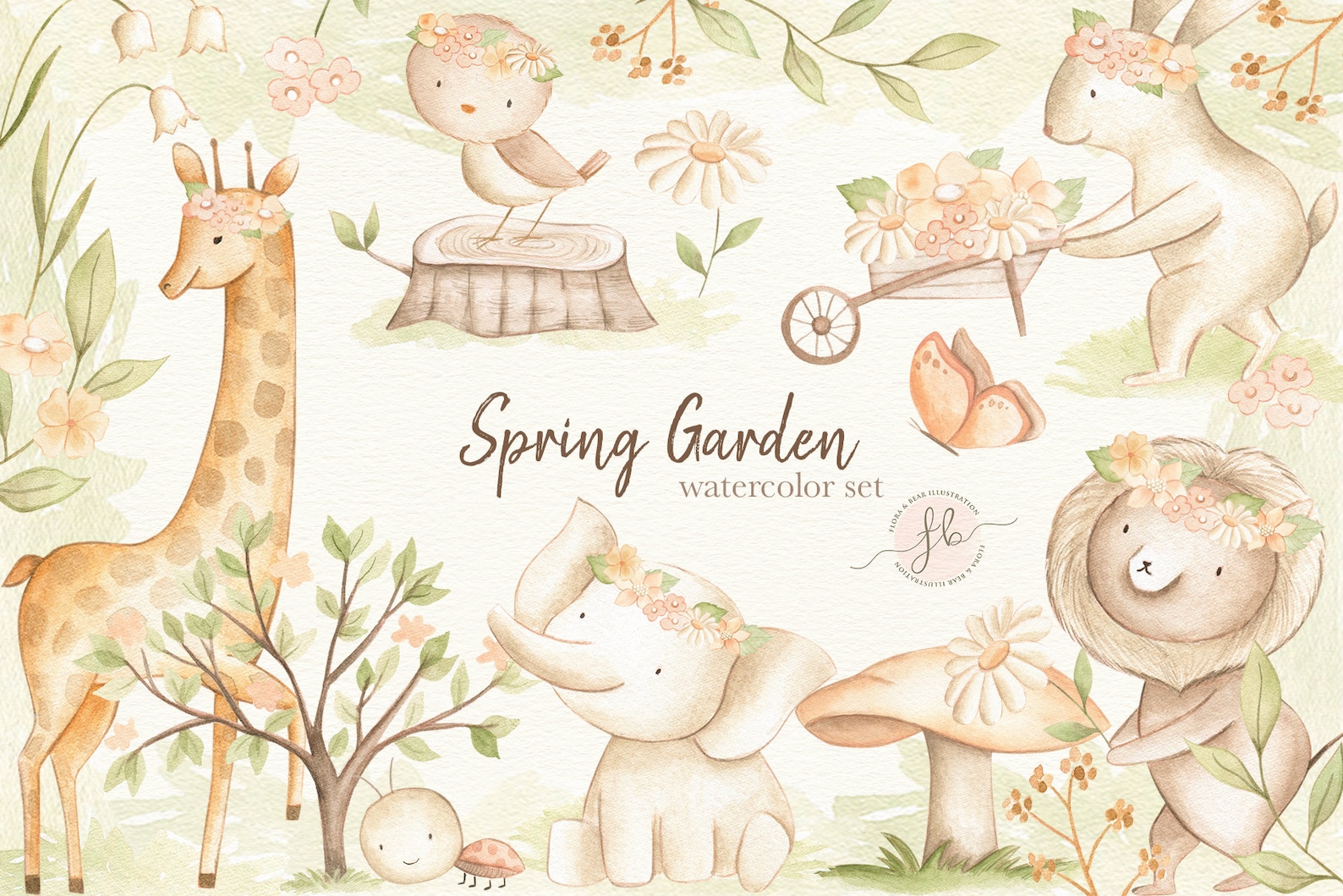 Spring Baby Animals Watercolor Clipart Woodland Forest - Etsy
