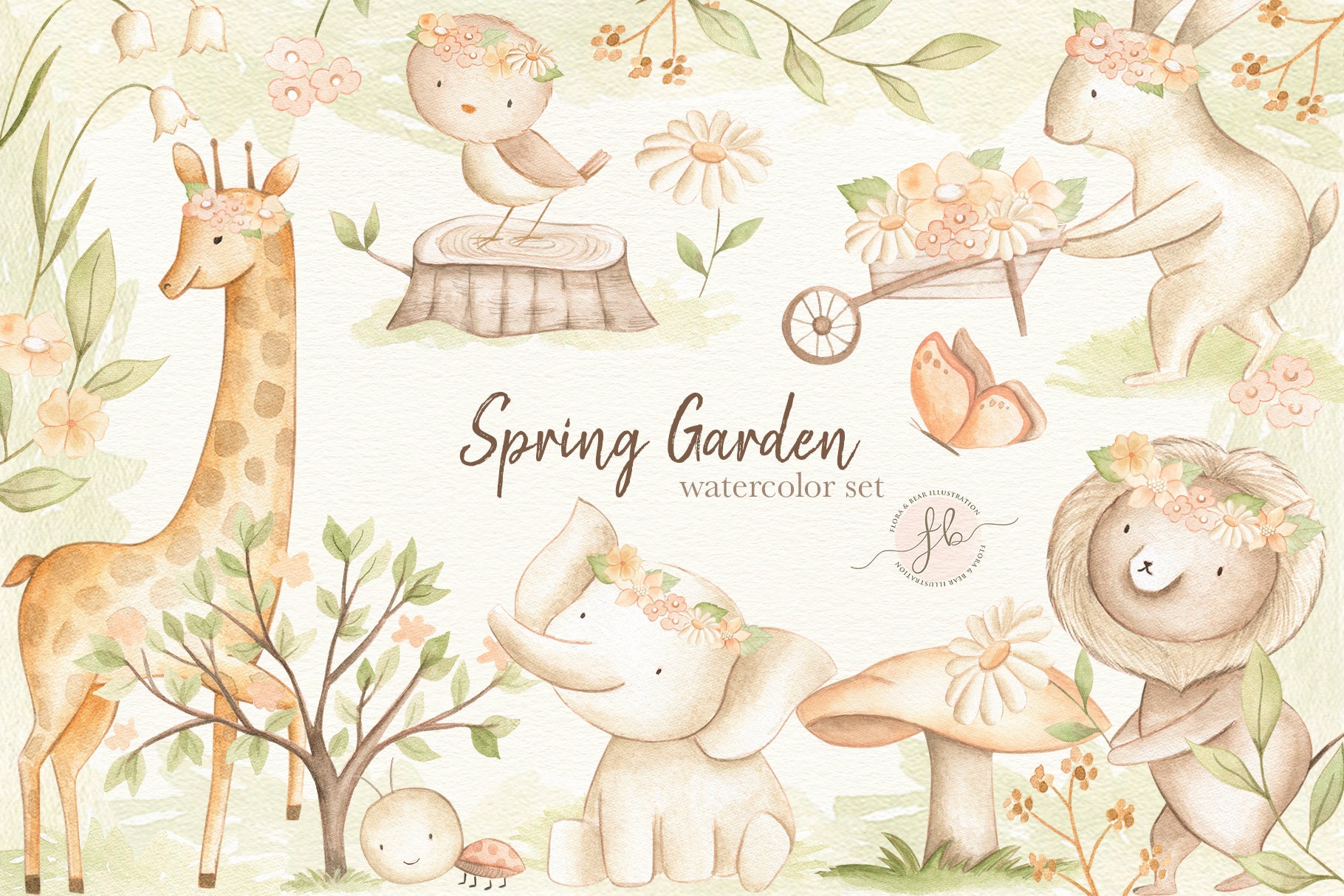 Spring Baby Animals Watercolor Clipart Woodland Forest - Etsy