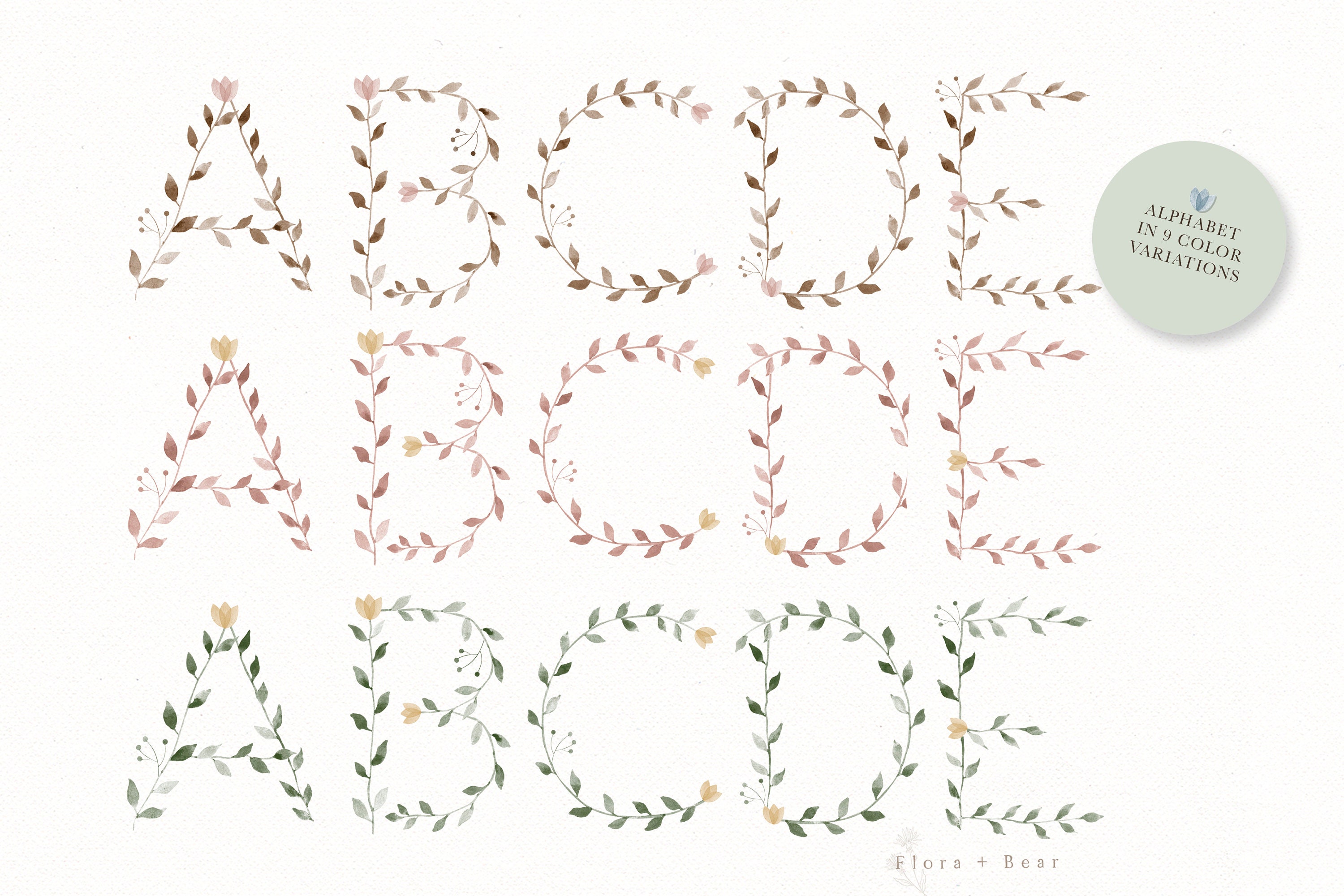 The Woodland Alphabet Watercolor Set - Etsy