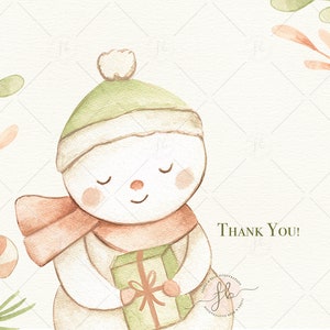 Watercolor Clipart Baby First Christmas Santa Claus Snowman Winter ...
