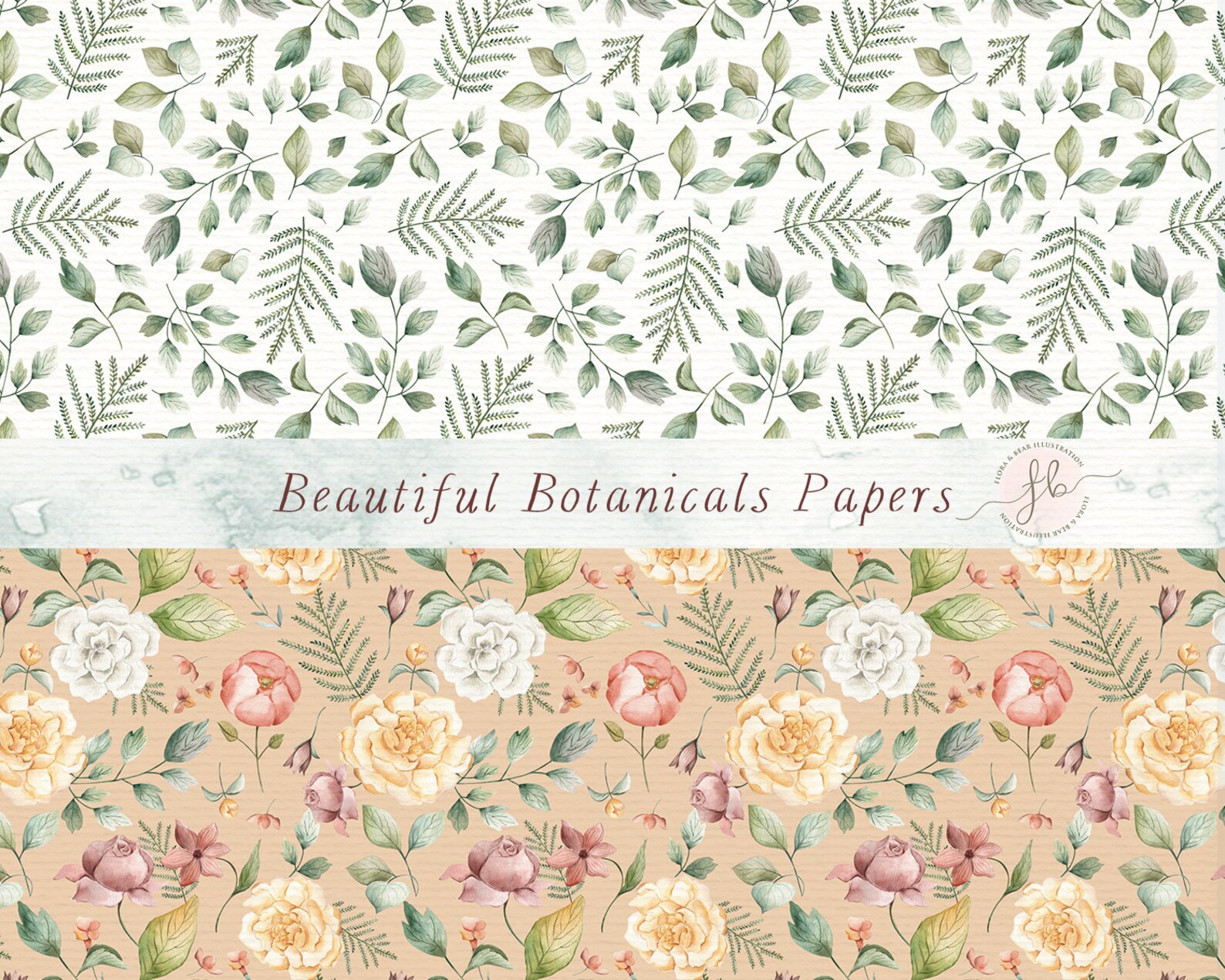 Floral Pattern Digital Paper Botanical Planner Printable Instant ...