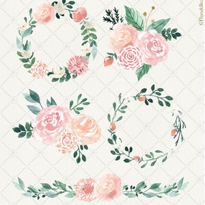 Boho Flowers Watercolor Clipart Floral Clipart Digital Download Planner ...