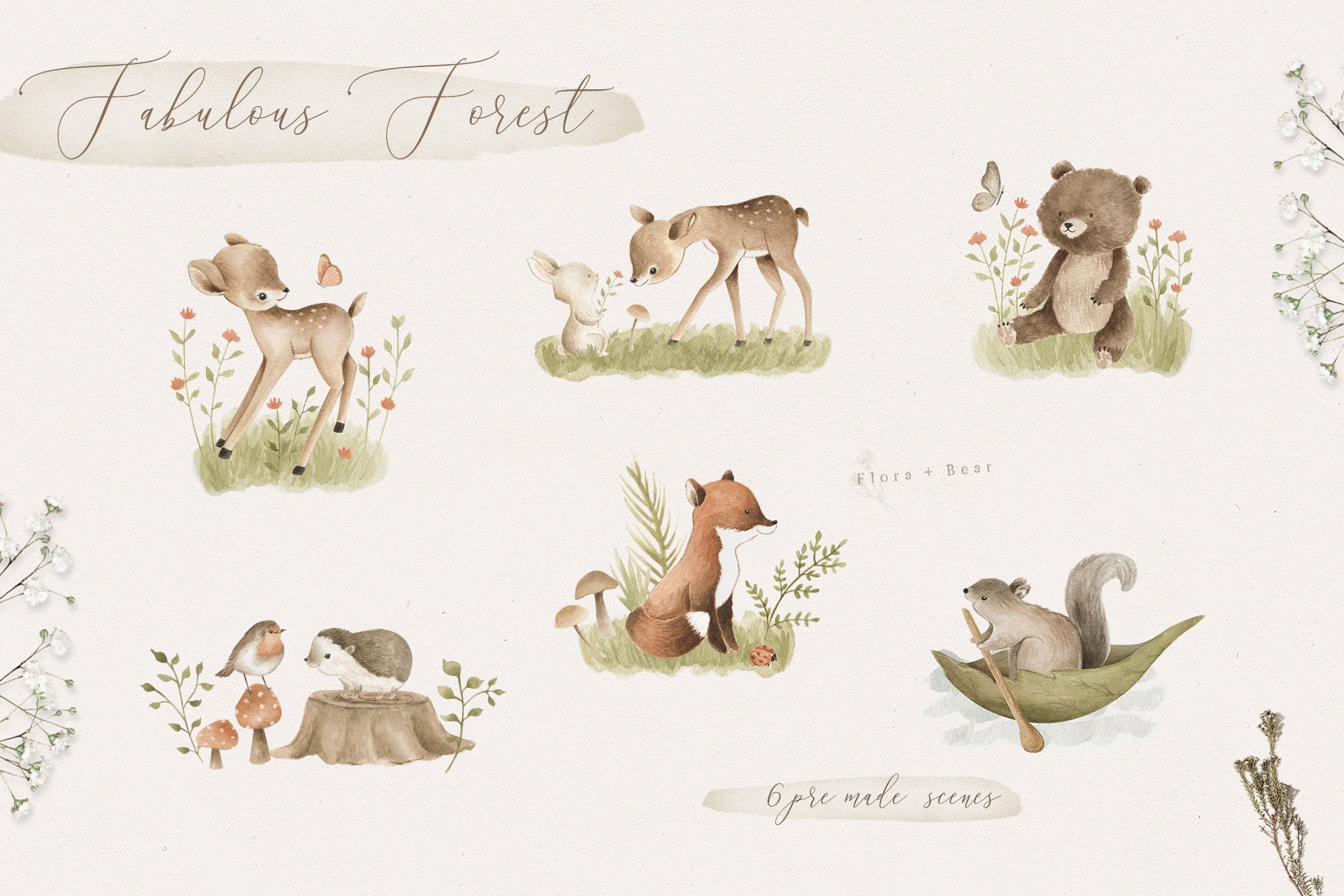 Woodland Animals Watercolor Clipart Set Forest - Etsy