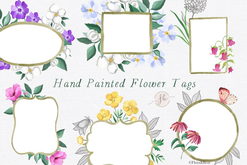 Wildflowers Floral Printable Tags Watercolor Clipart Flowers - Etsy