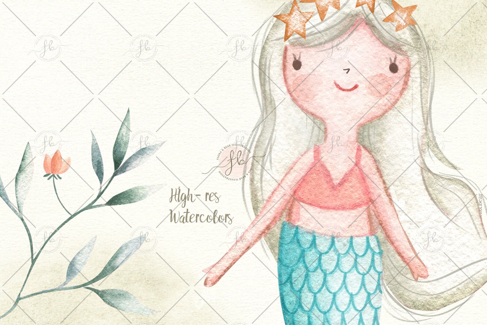 Mermaids Watercolor Clipart Digital Download | Etsy