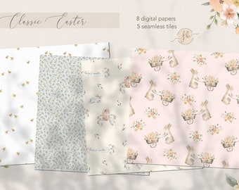 Easter Spring Watercolor Clipart Easter Floral Bunny Easter Eggs ...