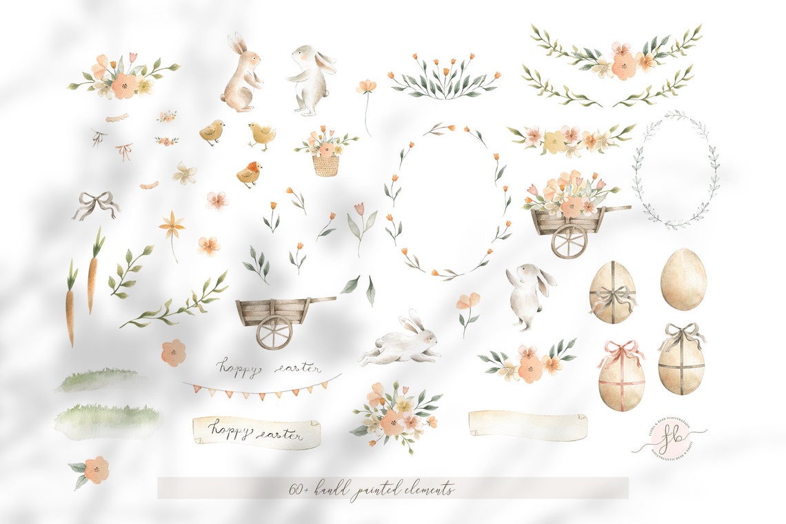 Easter Spring Watercolor Clipart Digital Download | Etsy