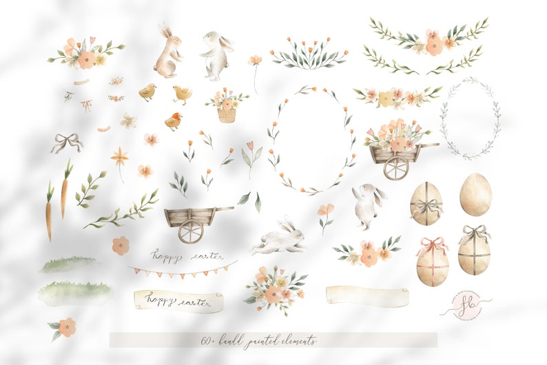 Easter Spring Watercolor Clipart Digital Download - Etsy