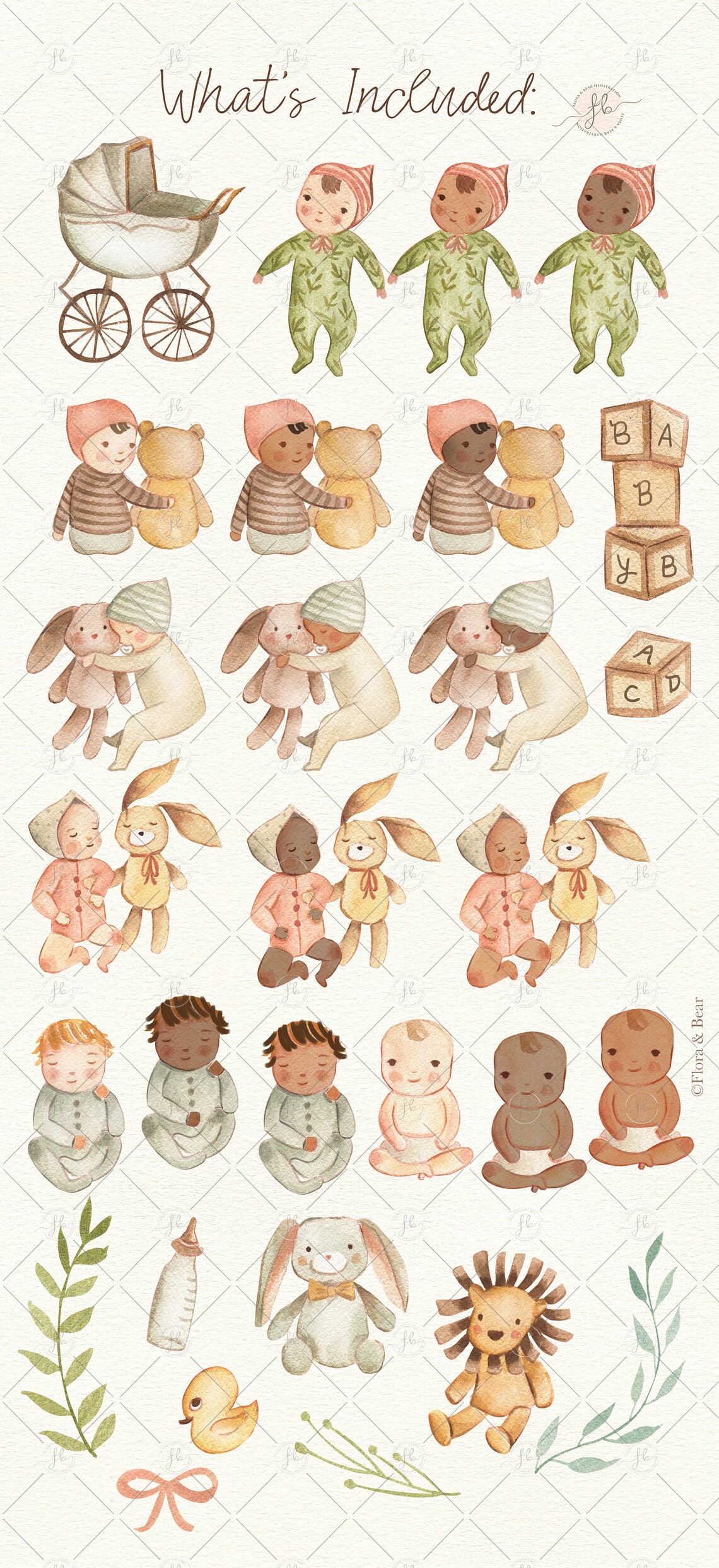 Baby Watercolor Clipart Babies Children Nursery Digital | Etsy