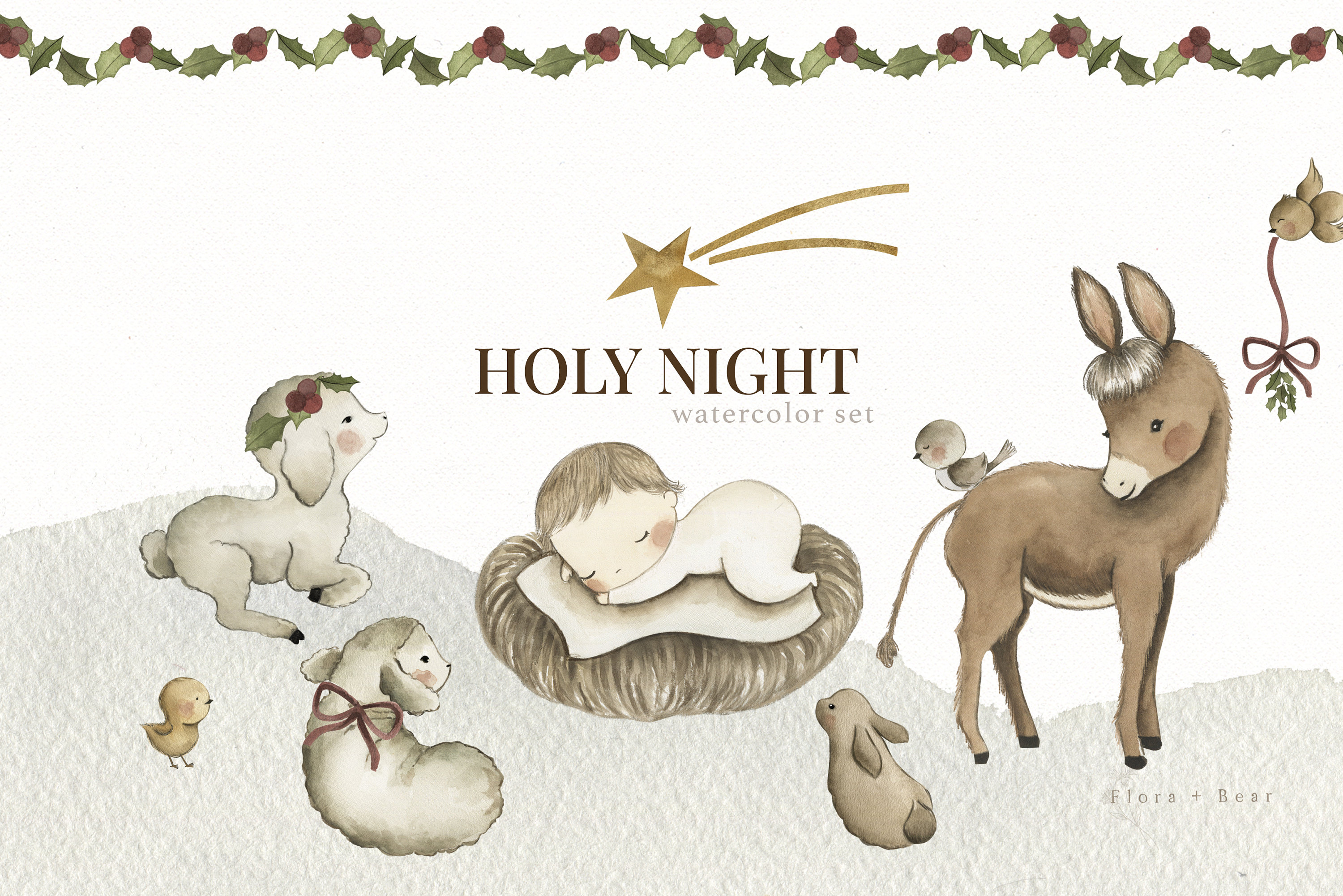 Nativity Scene Holy Night Watercolor Clipart - Etsy