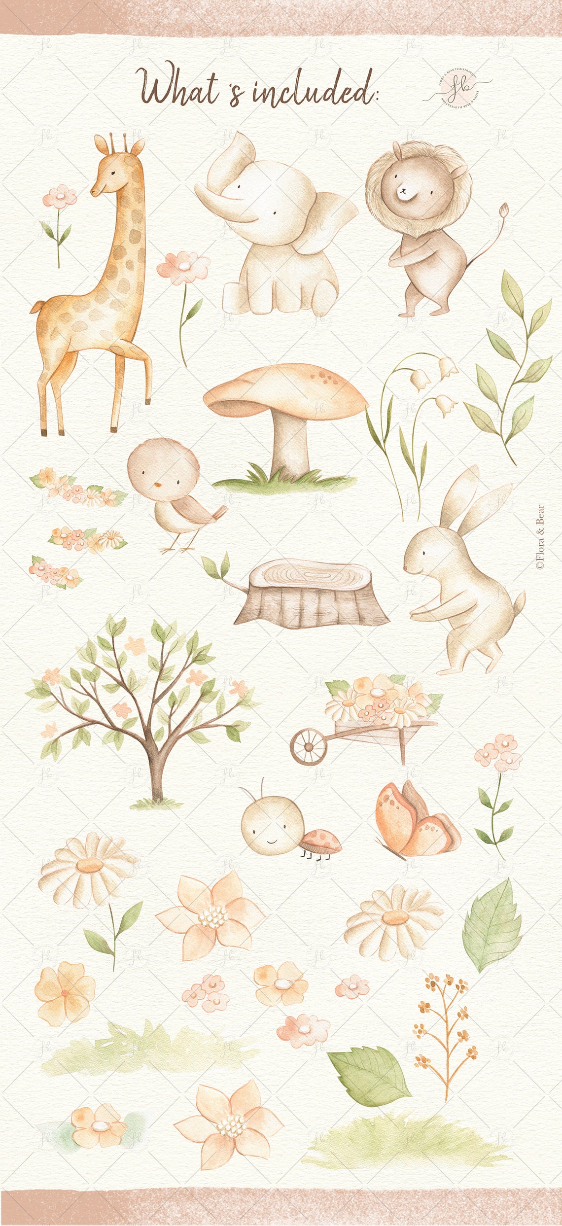 Spring Baby Animals Watercolor Clipart Woodland Forest - Etsy