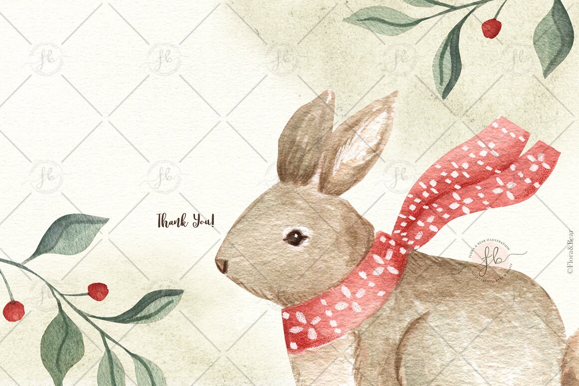 Winter Woodland Watercolor Clipart Christmas Holidays Digital - Etsy