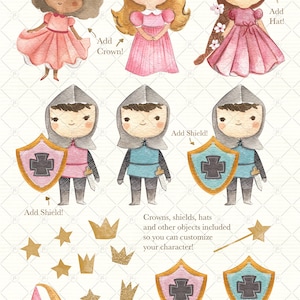 Princess and Knight Watercolor Clipart Fairy Tale Digital Download - Etsy