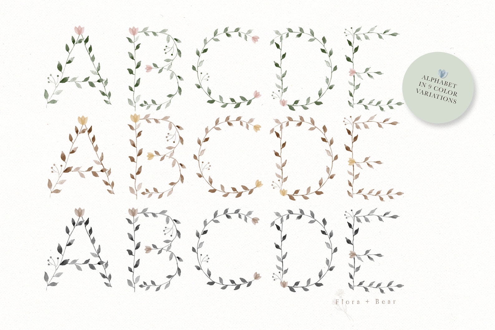 The Woodland Alphabet Watercolor Set - Etsy