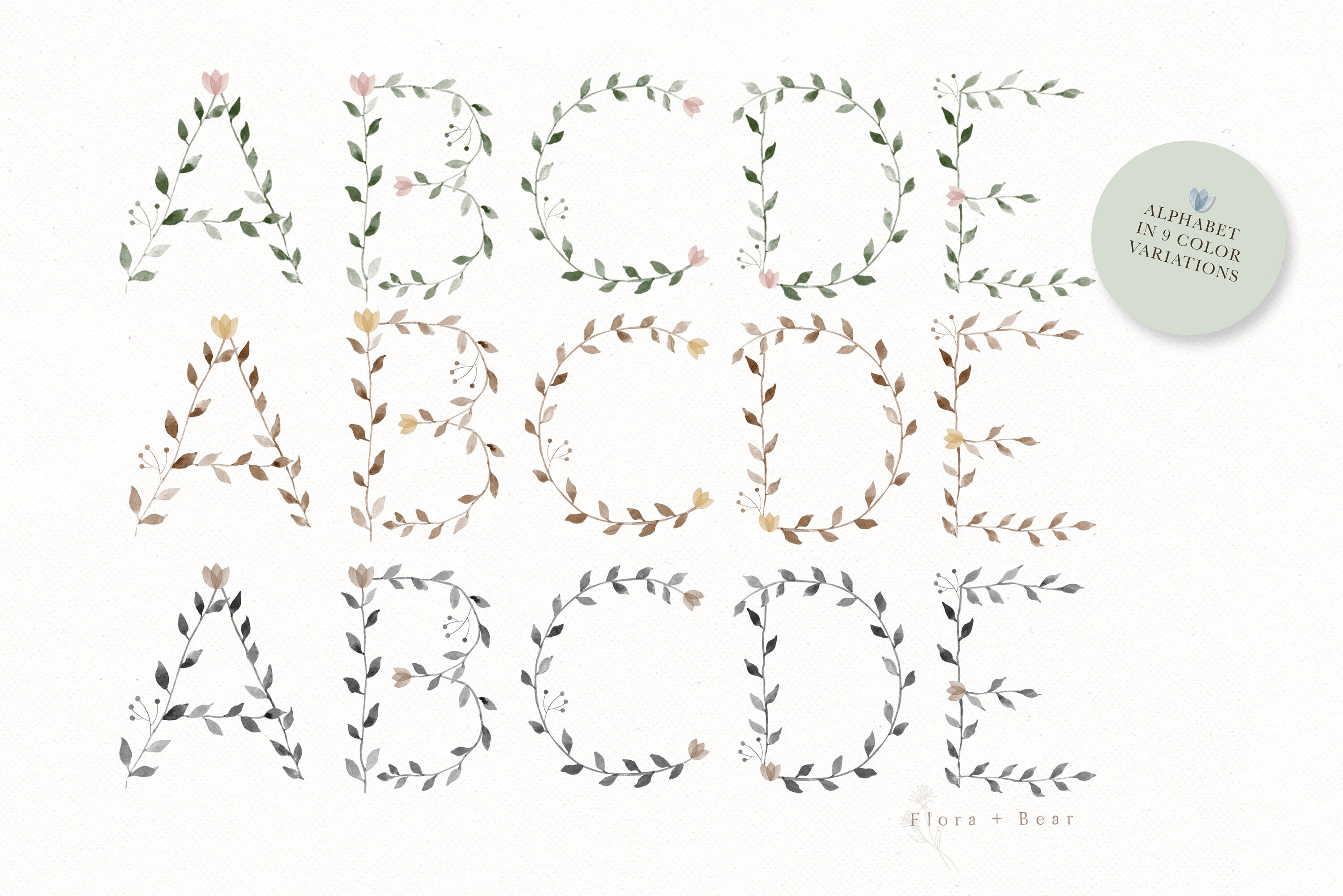 The Woodland Alphabet Watercolor Set - Etsy