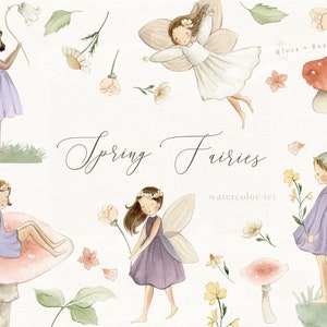 Spring Fairies Watercolor Clipart, Fairy Garden, Flower Fairies - Etsy