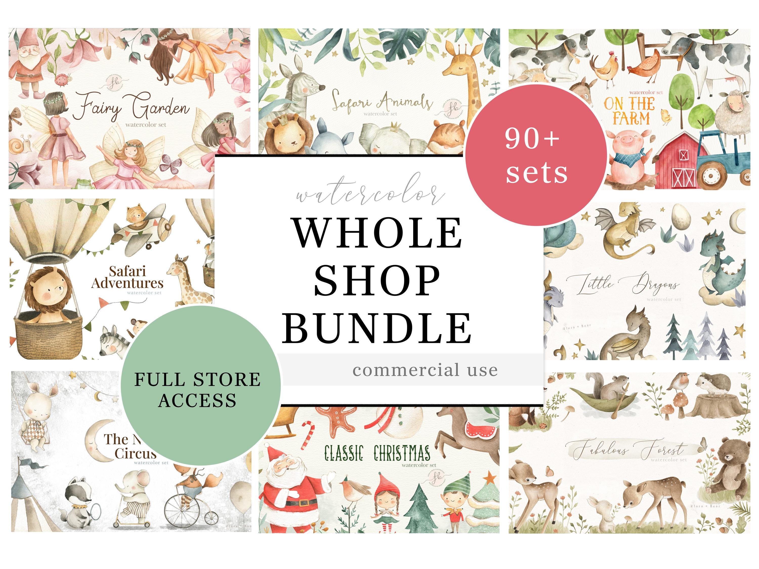 Whole Shop Bundle, Mega Bundle, Watercolor Clipart, Clipart Mega Bundle ...