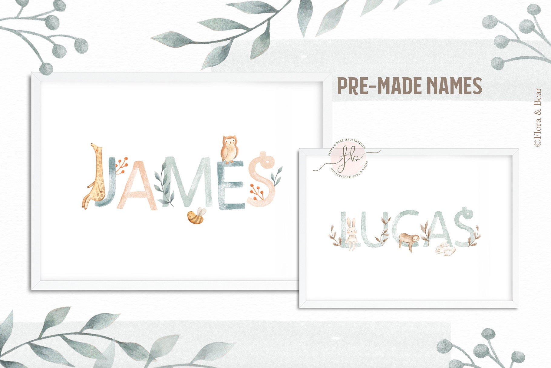 Watercolor Clipart Baby Names Digital Download - Etsy