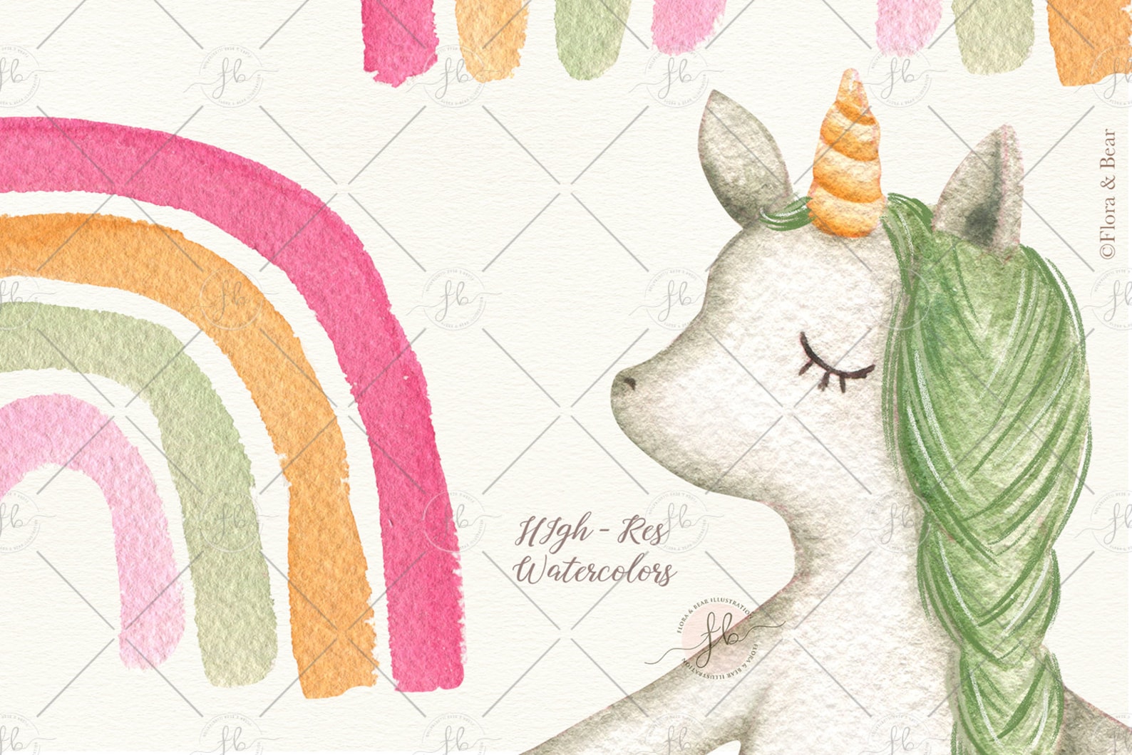 Baby Unicorns Watercolor Clipart Nursery Printable - Etsy
