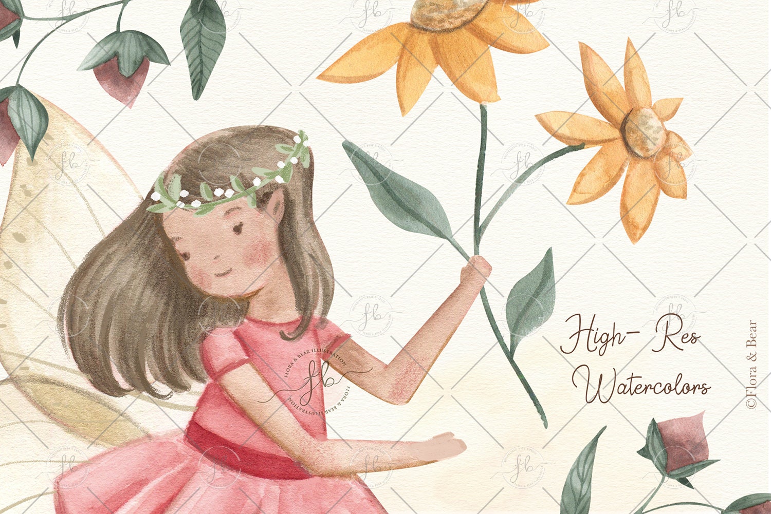 Fairy Garden Watercolor Clipart Enchanted Forest Digital - Etsy