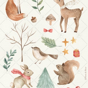Winter Woodland Watercolor Clipart Christmas Holidays Digital Download ...