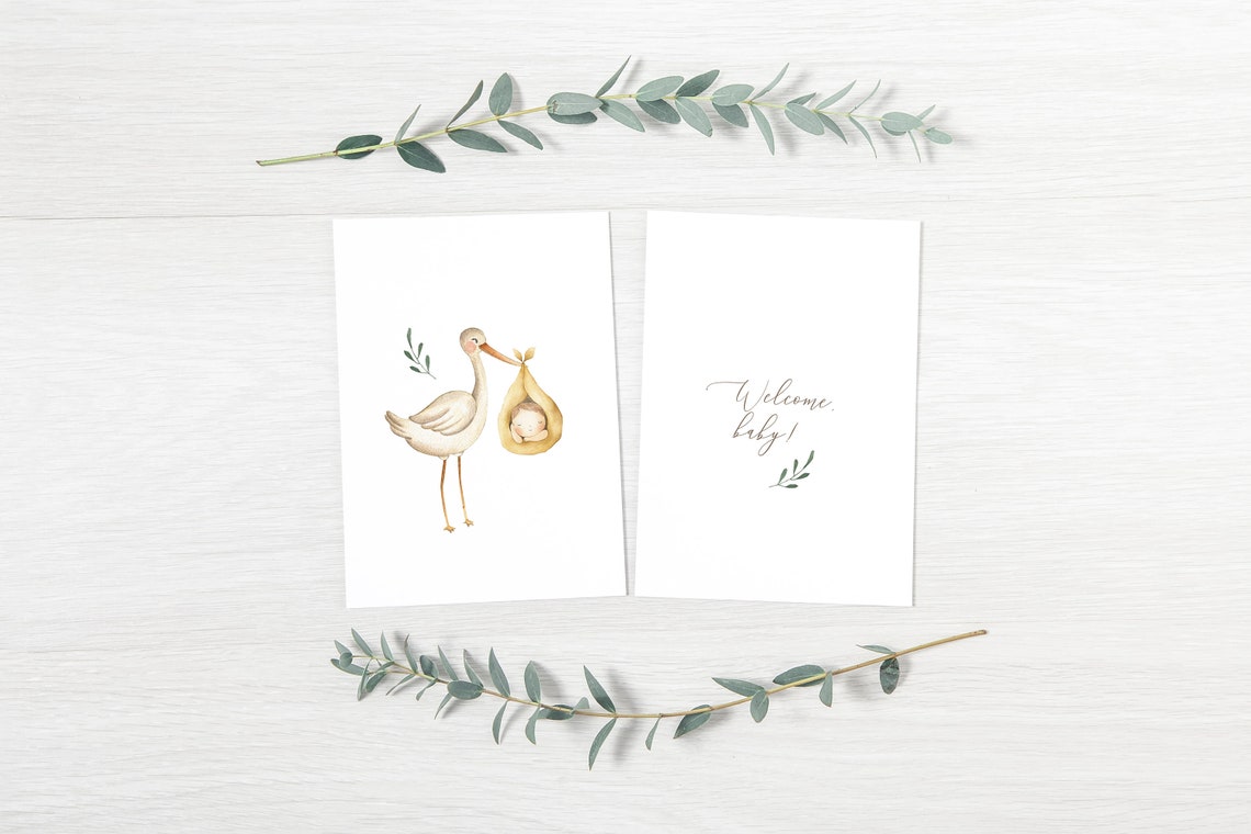 Welcome Baby Watercolor Clipart Set | Etsy