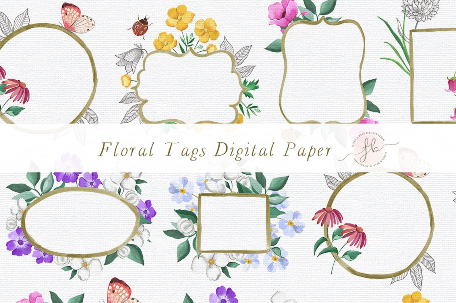 Wildflowers Floral Printable Tags Watercolor Clipart Flowers - Etsy
