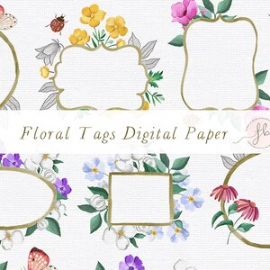 Wildflowers Floral Printable Tags Watercolor Clipart Flowers Digital ...
