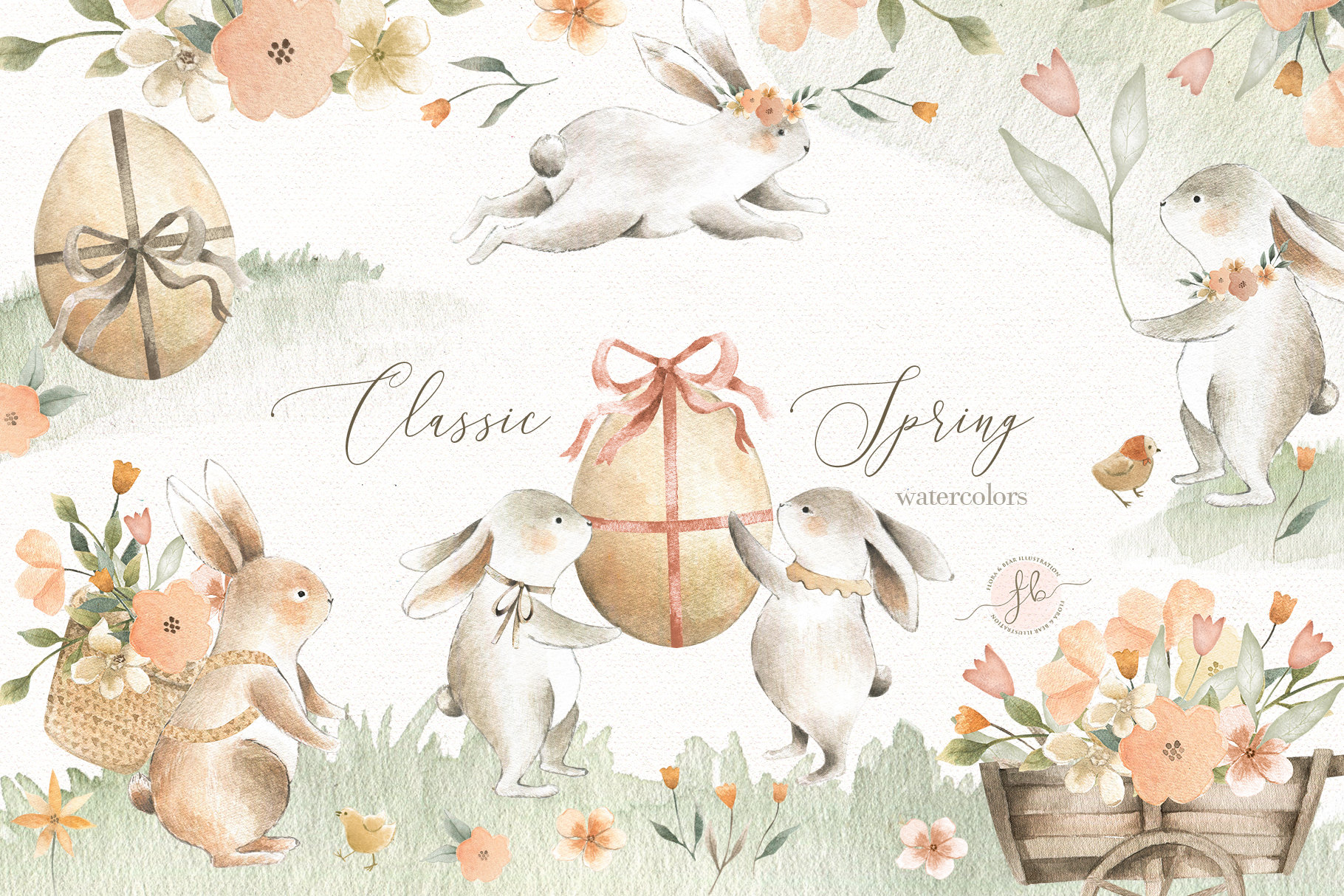 Easter Spring Watercolor Clipart Digital Download - Etsy