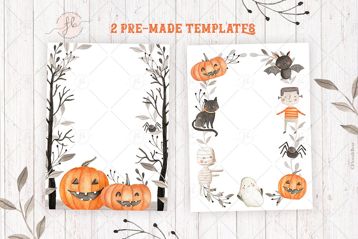 Halloween Watercolor Clipart Cute Fall Pumpkin Autumn Clipart - Etsy