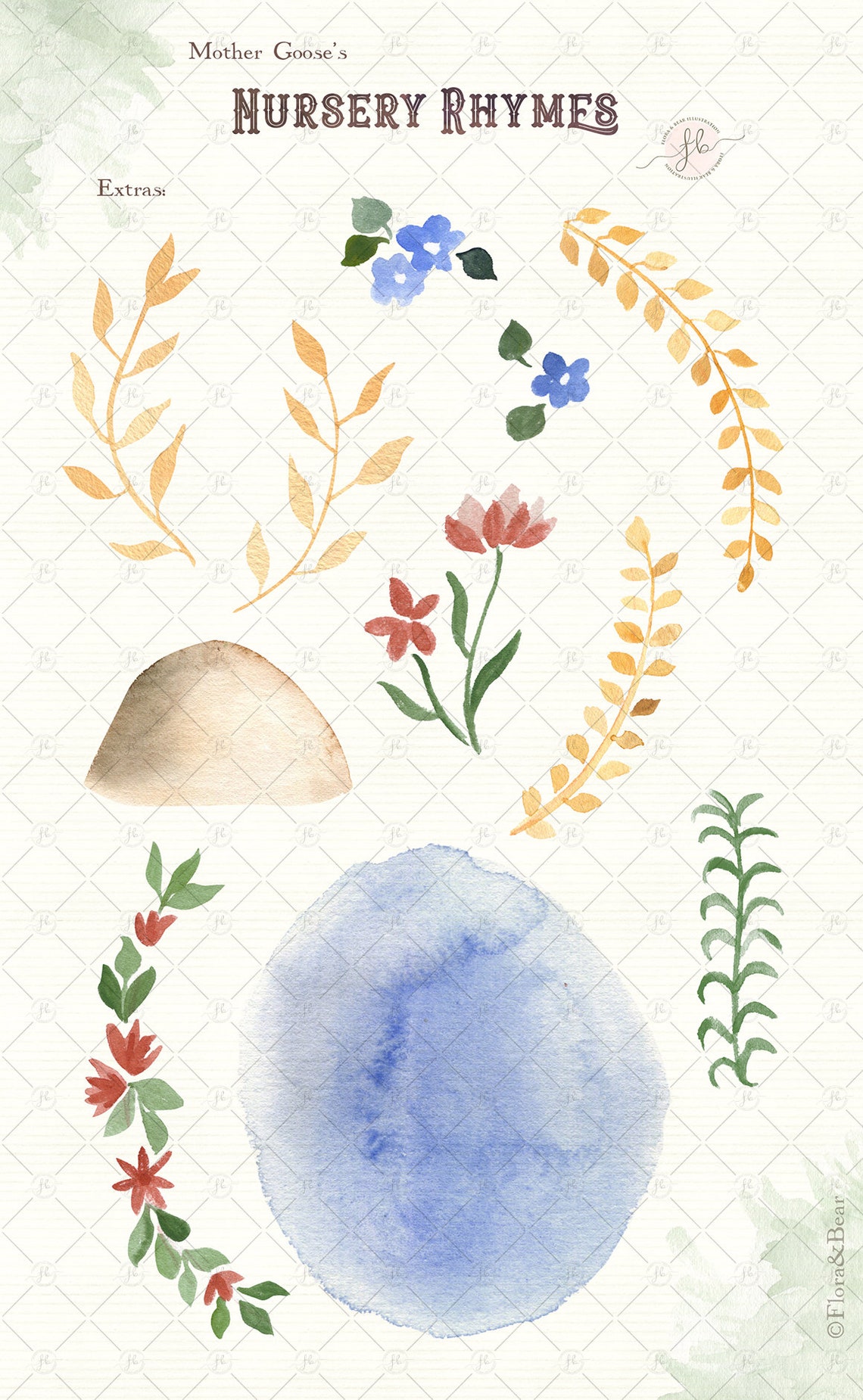 Watercolor Clipart Mother Goose Nursery Rhymes Digital | Etsy