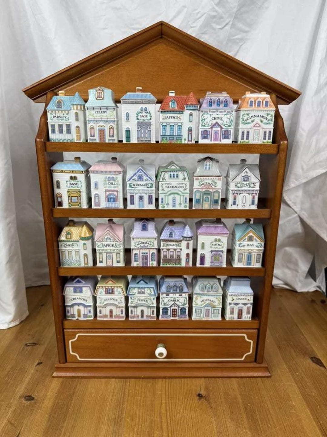 Vintage Lenox Spice Village 1989 Spice Jar Complete Set of 24 Jar ...