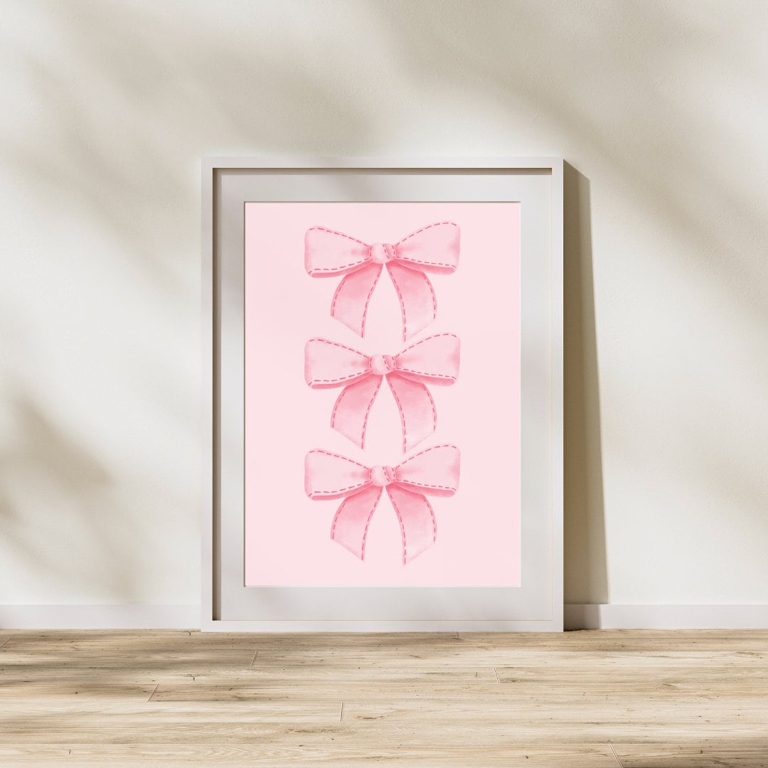 Pink Coquette Digital Print, 1 Print, Pink Bow Coquette Wall Art ...