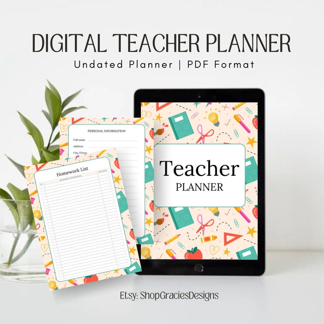 Teacher Planner Digital Lesson Plans Attendence Tracker - Etsy