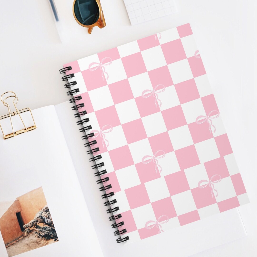 Pink Coquette Notebook Pink Bow Coquette Spiral Notebook Pink Checkered ...