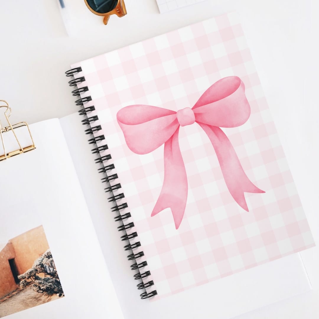 Pink Coquette Notebook Pink Bow Coquette Spiral Notebook Pink Gingham ...
