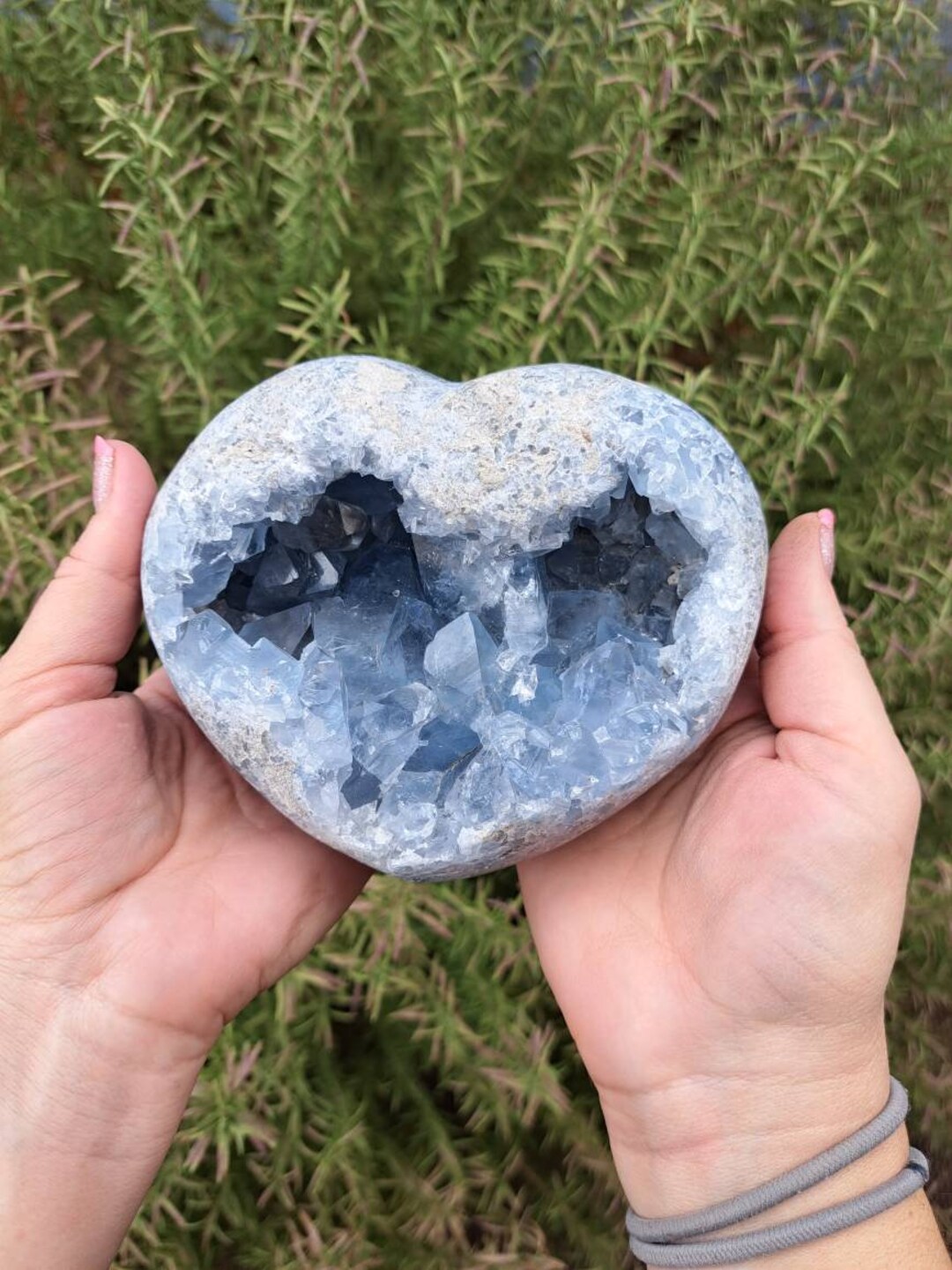 4.64 Lb Blue Celestite Heart Polished Geode Crystal Cluster. - Etsy