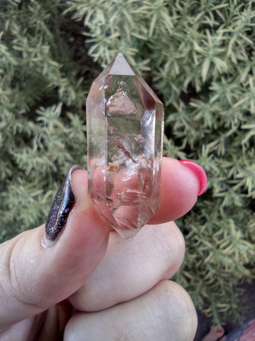 0.27 Oz. Double Terminated Quartz Crystal With 2 MOVING Enhydros. 8 ...